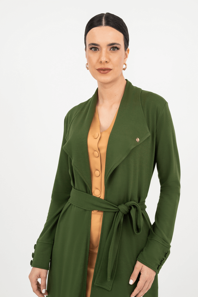 Cardigan Verde Com Maxi Gola Via Tolentino